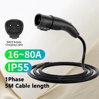 China Olink 16A 32A 48A 80A Tesla EV Cable NACS Plug Tesla Connector for Level 2 Charger or Charging Station 5m Cord for sale