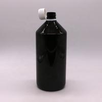 China Dark Brown Translucent PET 1000ml Liquid Medicine Bottle with 28mm Tamper Proof Cap for sale