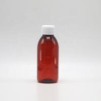 China 150mL PET Empty Syrup Bottle 28mm Neck with Tamper Proof Screw Cap Amber Brown Transparent for sale