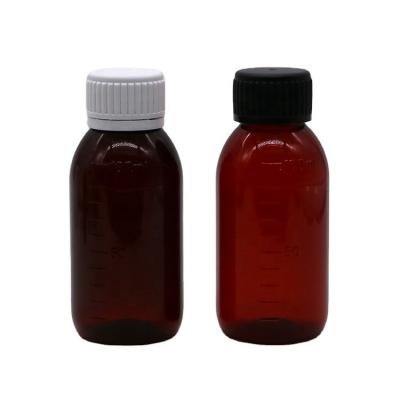 China Screw Cap 100ml PET Scaled Bottle for Liquid Supplement Maple Syrup for sale