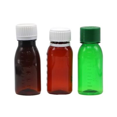 China Tamper Proof PET 60ml 2oz Cough Syrup Bottle for Oil Lubricating Storage Container for sale