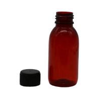 China 100ml PET Plastic Liquid Medicine Bottle with Measuring Cup 28mm Neck for sale