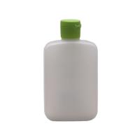 China 120ml HDPE Flat Square Cosmetic Bottle with Custom Color and Spiral Flip-Over Lid 20mm Neck for sale