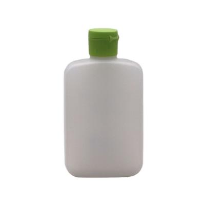 China 120ml HDPE Flat Square Cosmetic Bottle with Custom Color and Spiral Flip-Over Lid 20mm Neck for sale