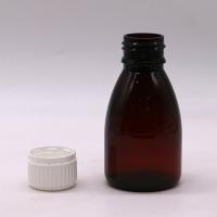China Custom 100ml PET Amber Oral Liquid Bottle with Child Resistant Safety Cap for sale