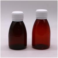 China Custom 100ml PET Amber Oral Liquid Bottle with Child Resistant Safety Cap for sale