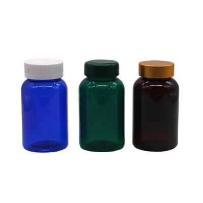 China 160ml PET Luxury Golden Cap Plastic Bottle for Fish Oil Capsules Pill Honey for sale
