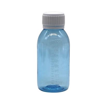 China 100ml PET Round Maple Cough Syrup Liquid Bottle with Screw Cap 28mm Neck for sale