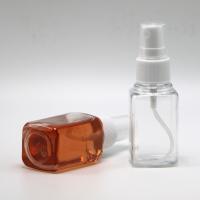 China 30ml PET Clear Hand Sanitizer Spray Bottle Fine Mist Leak Proof Square for sale