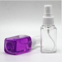 China 30ml PET Clear Hand Sanitizer Spray Bottle Fine Mist Leak Proof Square for sale