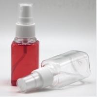 China 30ml PET Clear Hand Sanitizer Spray Bottle Fine Mist Leak Proof Square for sale