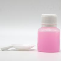 China PE Transparent Plastic Liquid Medicine Measuring Bottle 30mL with Spoon 24mm Neck for sale