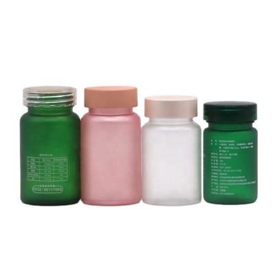 China 100cc PET Frosted Plastic Medicine Pill Bottle Child Safety Cap Custom Color for sale