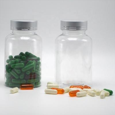 China 175mL PET Plastic Boston Round Medicine Bottle White Transparent Child Resistant Lid 37mm Neck for sale