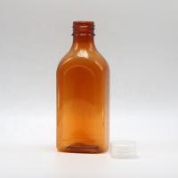 China 240ml PET Oral Liquid Flat Square Bottle with Child Resistant Screw Cap for Medical Use for sale