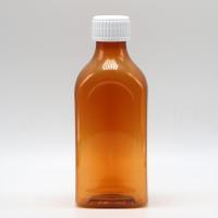 China 240ml PET Oral Liquid Flat Square Bottle with Child Resistant Screw Cap for Medical Use for sale