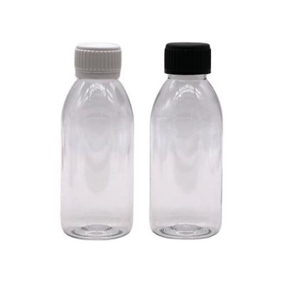 China 150ml PET Oval Amber Liquid Medicine Bottle with 28mm Screw Cap for Pharmacy for sale
