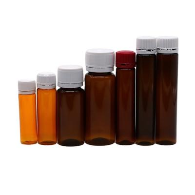 China Food Grade 30mL PET Round Slim Oral Liquid Bottle with Tamper Proof Lids 16mm Neck for sale