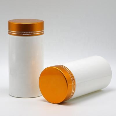 China PE Plastic 200mL Straight Cylinder Medicine Pharmacy Bottle with Aluminum Screw Cap for sale