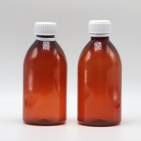 China 250ml Amber PET Liquid Medicine Bottle with 28mm Lid Scaled Container for sale