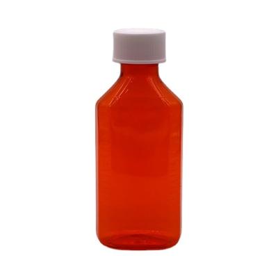 China 100ml PET Amber Cough Syrup Oral Liquid Bottle with CRC Cap and Heat Seal Custom for sale