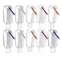 China Clear 50mL PET Hand Wash Container Portable Refillable Empty Travel Squeeze Bottle with Hook for sale