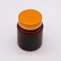 China PET 100cc Amber Round Plastic Bottle with Aluminum Cap for Capsules 43mm Neck for sale