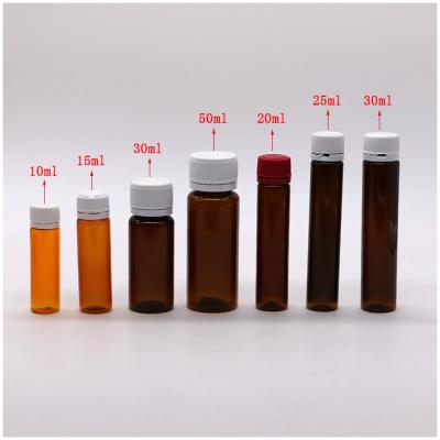China 15ml PET Amber Brown Oral Liquid Bottle Tamper Proof Cap Medical Packaging for sale