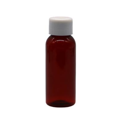 China 30mL PET Boston Round Slim Bottle 20-410 Syrup Plastic Container Screen Printed for sale