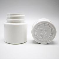 China 30ml HDPE White Plastic Pill Bottle with Child Safety Cap Portable Medicine Container for sale