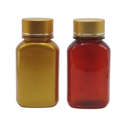 China Customizable Color 150ml PET Square Flat Plastic Medicine Bottles with Different Lids for sale