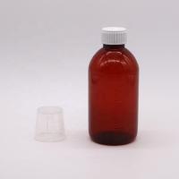China 250ml Amber PET Liquid Medicine Bottle 28mm Screw Cap Pharmacy Container for sale