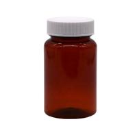 China 100ml PET Amber Plastic Pill Bottle with Child Safety Cap 37mm Neck for sale