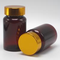 China 100ml PET Amber Plastic Pill Bottle with Child Safety Cap 37mm Neck for sale
