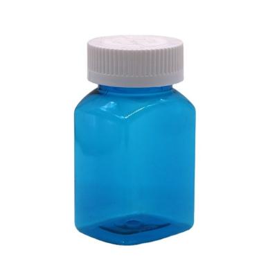 China Solid Bottle Powder Bottle with Screw Cap 120ml PET Square Transparent Plastic Bottle for sale