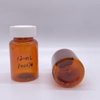 China Amber 120ml PET Bottle 38mm Neck with White Screw Cap Child Resistant 2780pcs for sale