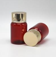 China 40ml Amber PET Pill Capsule Bottle with 28mm Silver Aluminum Screw Cap for sale