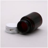 China Custom Color 50ml Amber PET Pill Capsule Bottle with Tear-off Screw Cap 31mm Neck for sale