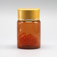 China Refillable 60ml Amber PET Pill Capsule Bottle with 34mm Silver Aluminum Screw Cap for sale