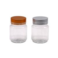 China 70ml PET Food Grade Plastic Pill Bottle with Gold Silver Screw Cap for Medicine for sale
