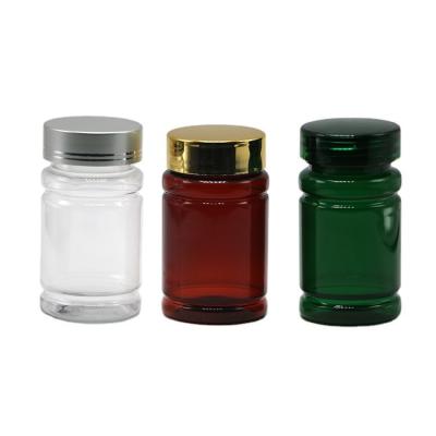 China 80ml PET Pill Medicine Bottle with Custom Color and Gold Silver Coating Cap for sale