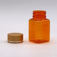 China 90ml 3oz PET Square Pill Bottle Yellow Orange with Rose Gold Cap Heat Seal for sale