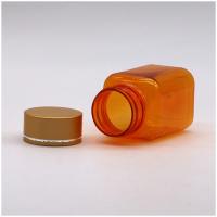 China 90ml 3oz PET Square Pill Bottle Yellow Orange with Rose Gold Cap Heat Seal for sale