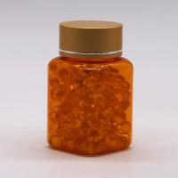 China 90ml 3oz PET Square Pill Bottle Yellow Orange with Rose Gold Cap Heat Seal for sale
