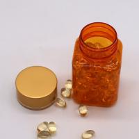 China 90ml 3oz PET Square Pill Bottle Yellow Orange with Rose Gold Cap Heat Seal for sale