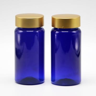 China 100ml PET Sterile Medicine Plastic Bottle with Gold Cap for Pills Tablets Custom Color for sale