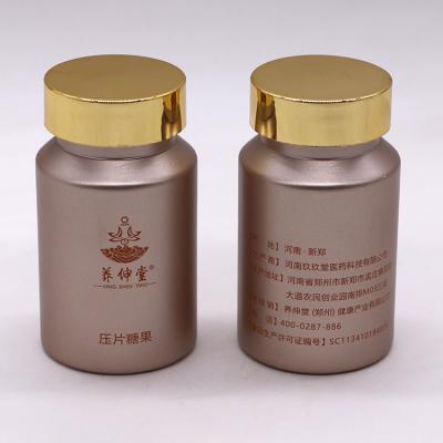 China PET Frosted Plastic Bottle 100ml for Pills Capsules with Gold Silver Cap Custom Logo for sale
