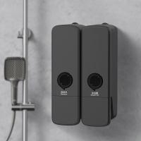 China Wall Mounted Double Soap Dispenser 300ML Capacity ABS Plastic Manual Push Operation for Home Hotel Office for sale