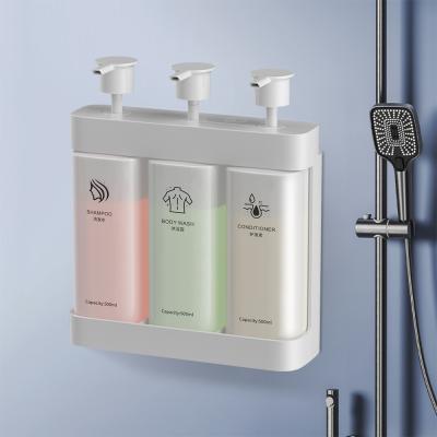 China Wall Mounted Triple Pump Manual Soap Dispenser 500ML×3 with Key Lock for Hotel Bathroom for sale