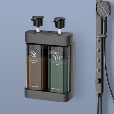 China Modern Design Tamper Proof Wall Mounted Soap Dispenser with Dual 500ML Tanks for Commercial Use for sale